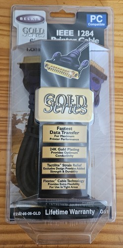 Belkin Gold Series 6' Printer Cable IEEE I 284 High Speed P95400 REV B ...
