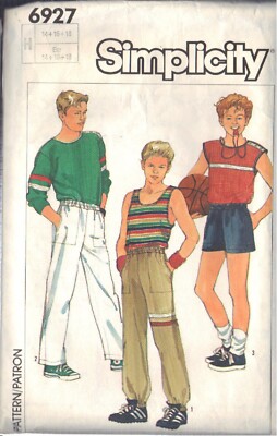 SIMPLICITY PATTERN 6927 SZ 14-16-18, DATED 1985 PULLOVER TOPS PANTS ...