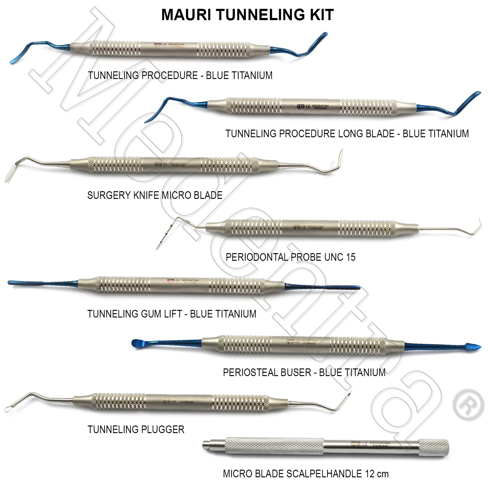 MEDENTRA Mauri Tunneling Instrument Kit Periodontal ORAL Procedure ...