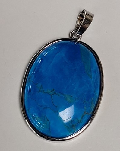 42cm Dyed Turquoise Blue Howlite Stone Cabochon Pendant 13 grams ...