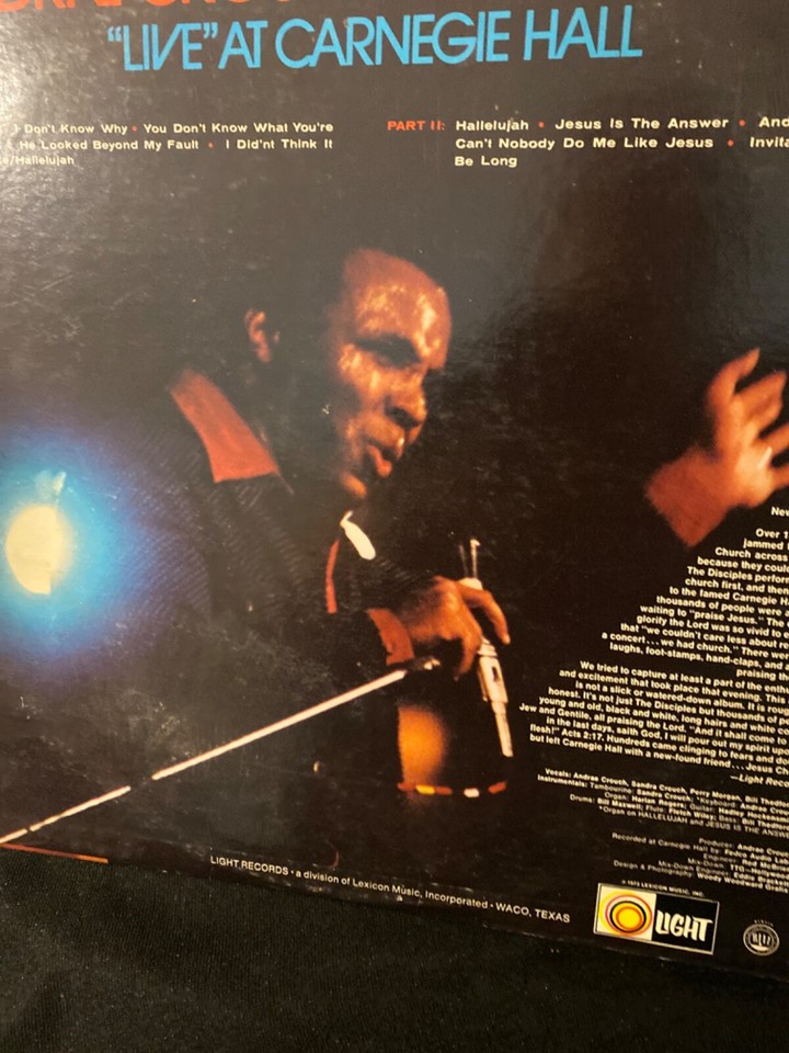 Andrea Crouch & The Disciples Live At Carnegie Hall Light Records LS ...