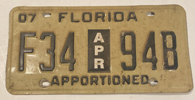 Vintage Florida License Plate F34-94B Apportioned | eBay