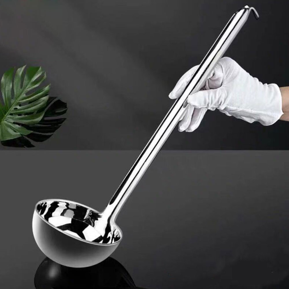 2 Pcs Soup Ladle Set Long Handle Measuring Spoon Ladles Serving Metal ...