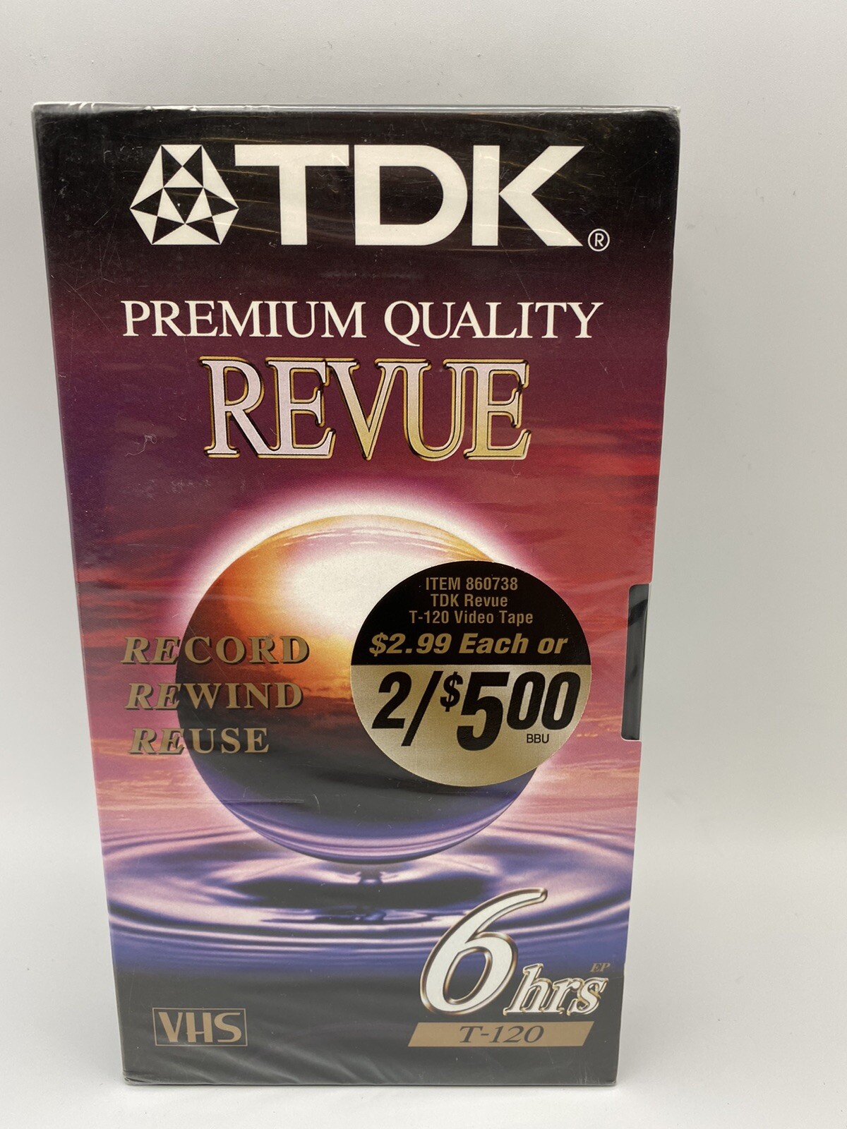 7 Blank VHS Tapes TDK Revue Premium Grade 6 Hours T-120 Video Tape VCR ...
