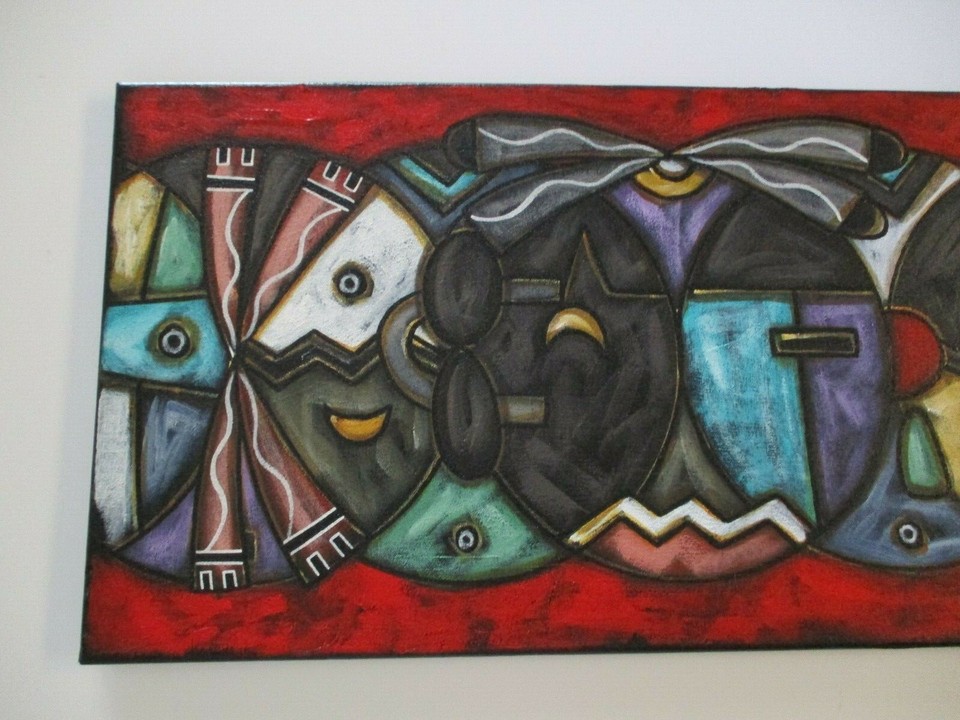 HOPI NATIVE AMERICAN INDIAN PAINTING SUN MOON CUBIST CUBISM MODERNISM ...