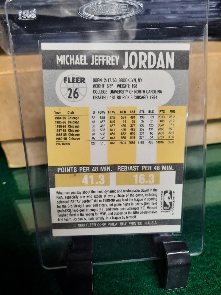1990-91 Fleer - Michael Jordan #26 No Black Line Under Biographical ...