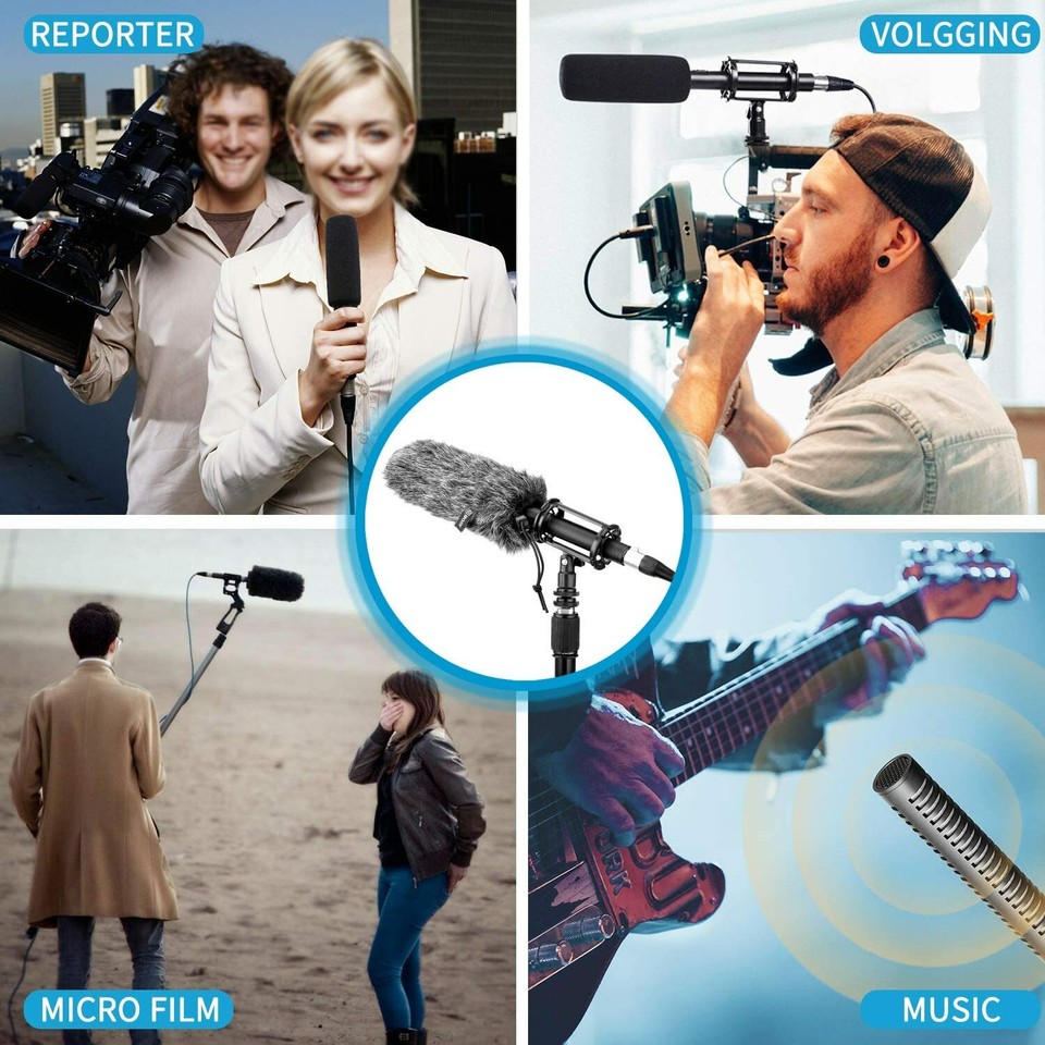 Super-Cardioid Condenser Shotgun Microphone Indie Film TV Interview Mic ...