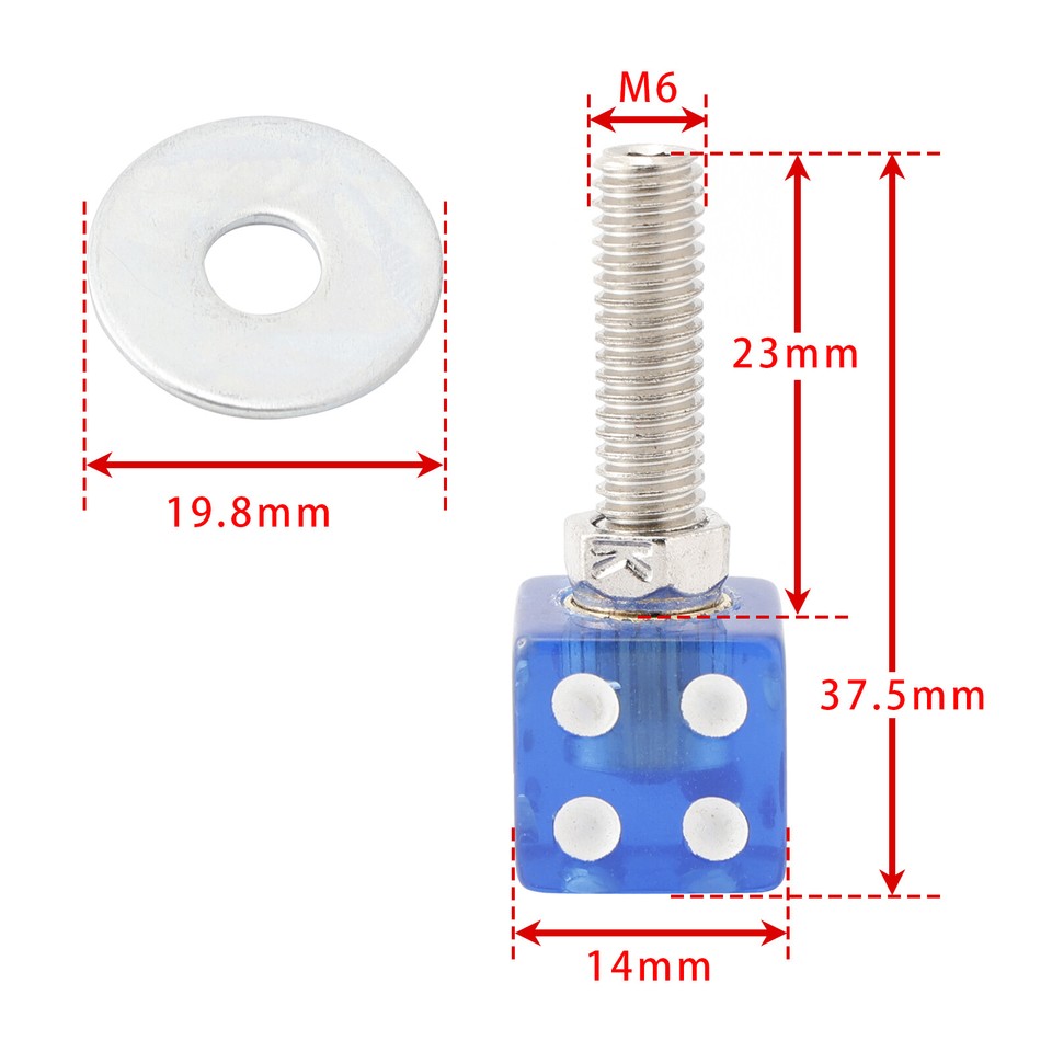 4x Motorcycle Bike Plastic Blue Dice License Plate Bolt On Screw On ...