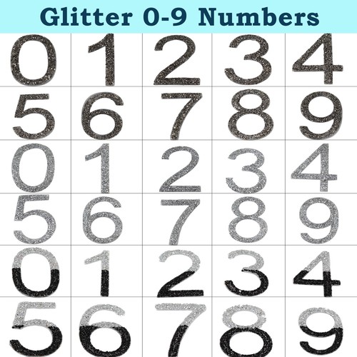 Glitter Large Number 0-9 Stickers Self Adhesive Crafts Scrapbook Home ...