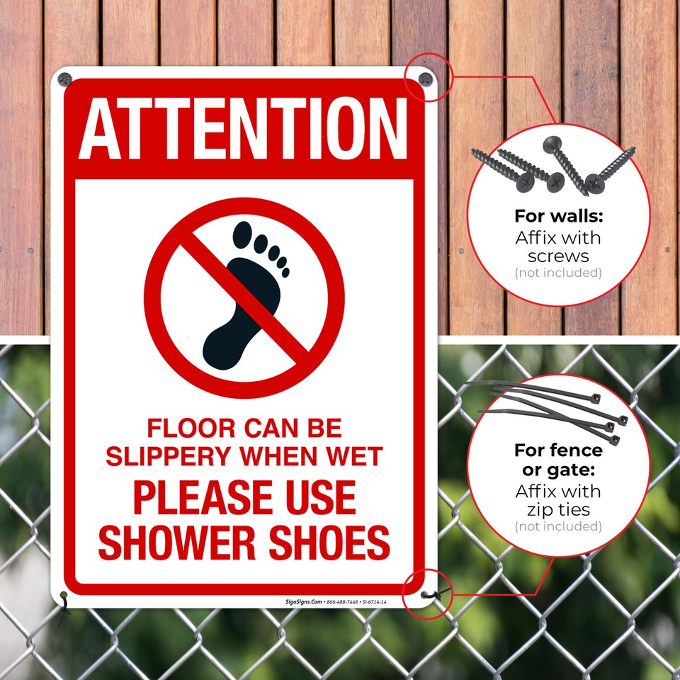 Attention Please Use Shower Shoes Sign, Pool Sign, | eBay