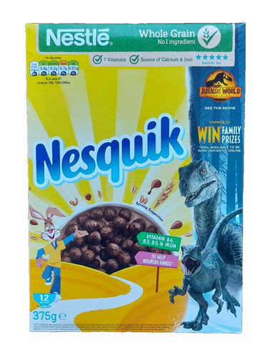 UK JURASSIC PARK WORLD 3 DOMINION NESTLE NESQUIK CEREAL 375g T-REX ...