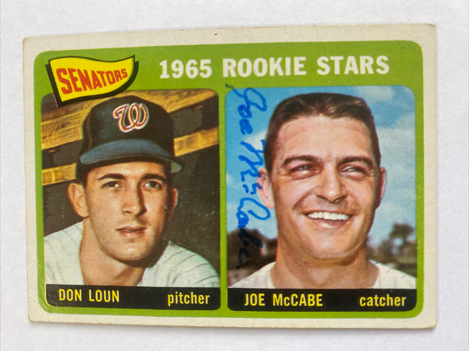 Joe McCabe 1965 Topps Rookie Stars #181 Autographed Card - Washington ...