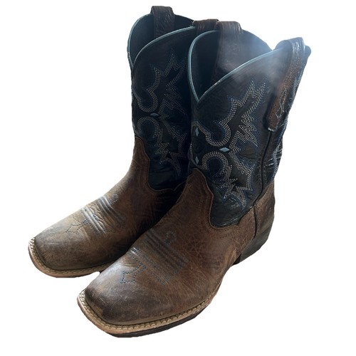 Ariat Kids Cowboy Boots Blue Black Size 1 Western Horse Riding Preloved ...