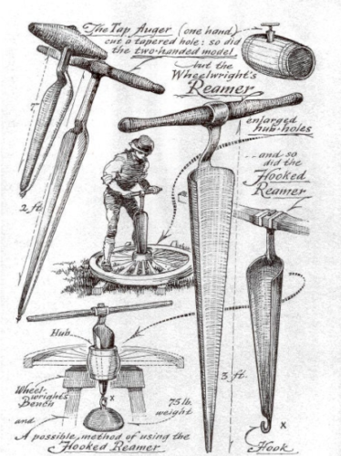VTG RARE ANTIQUE FORGED HOOKED HUB REAMER WHEELWRIGHT TOOL AUGER DRILL ...