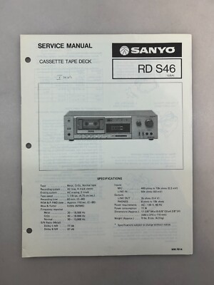 Sanyo RD S46 Original Service Manual Free Shipping | eBay