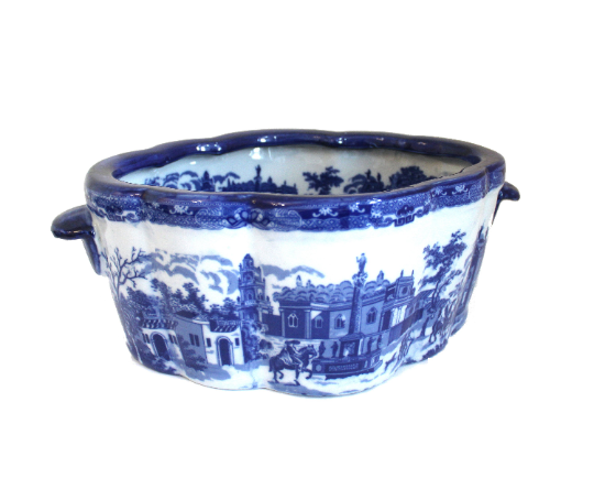 Set of 2 Victorian Blue and White antique style ceramic flower pots ...