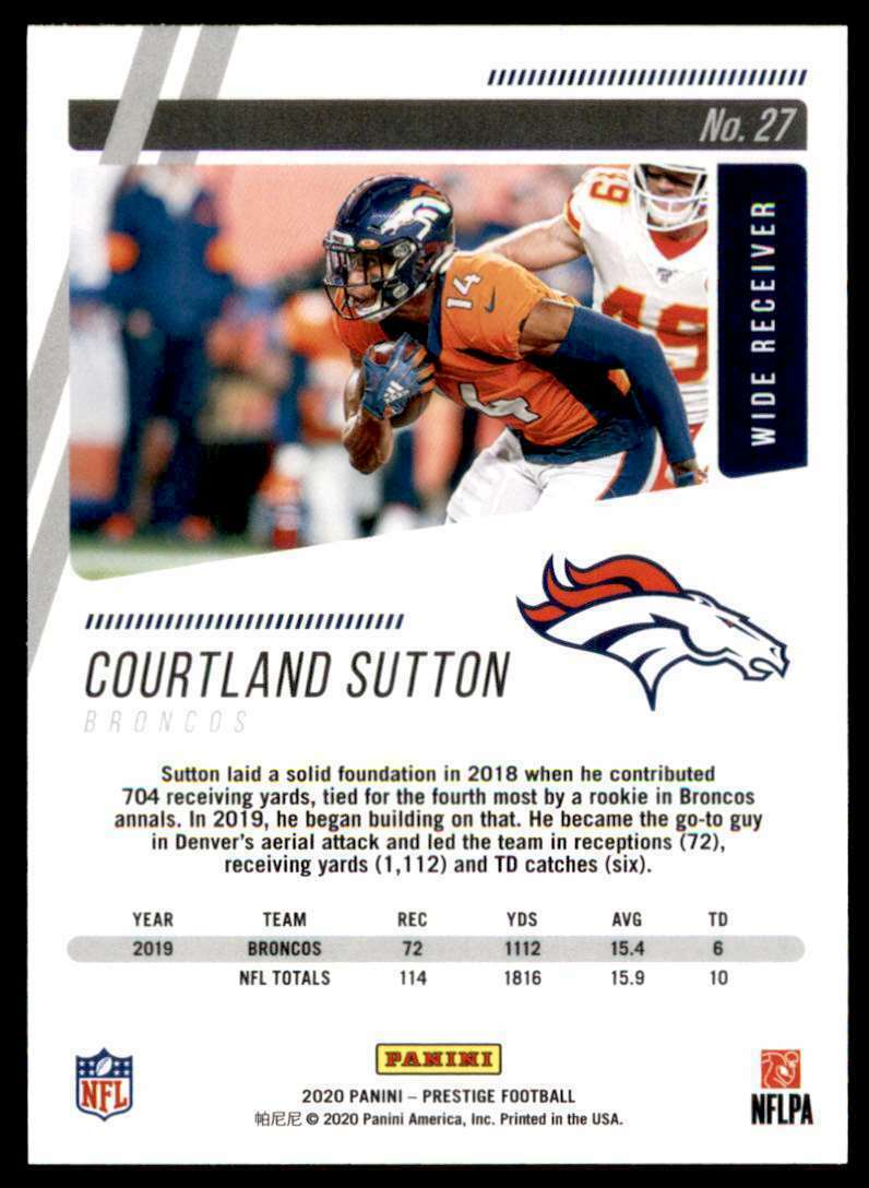 2020 PRESTIGE COURTLAND SUTTON DENVER BRONCOS SMU MUSTANGS #27 SHIP ...