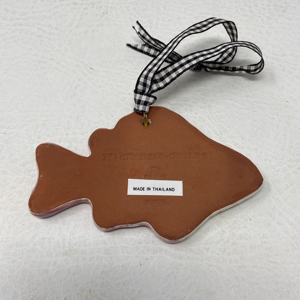 Vintage Mackenzie Childs Hand Painted Ceramic Fish Ornament Christmas ...