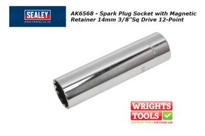 Sealey AK6568 14mm Thin Walled Spark Plug Socket with Magnetic Retainer ...