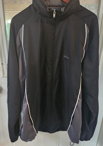 Reebok Men's Windbreaker Jacket -Black Grey Size XL Zip Up Mesh Lining ...