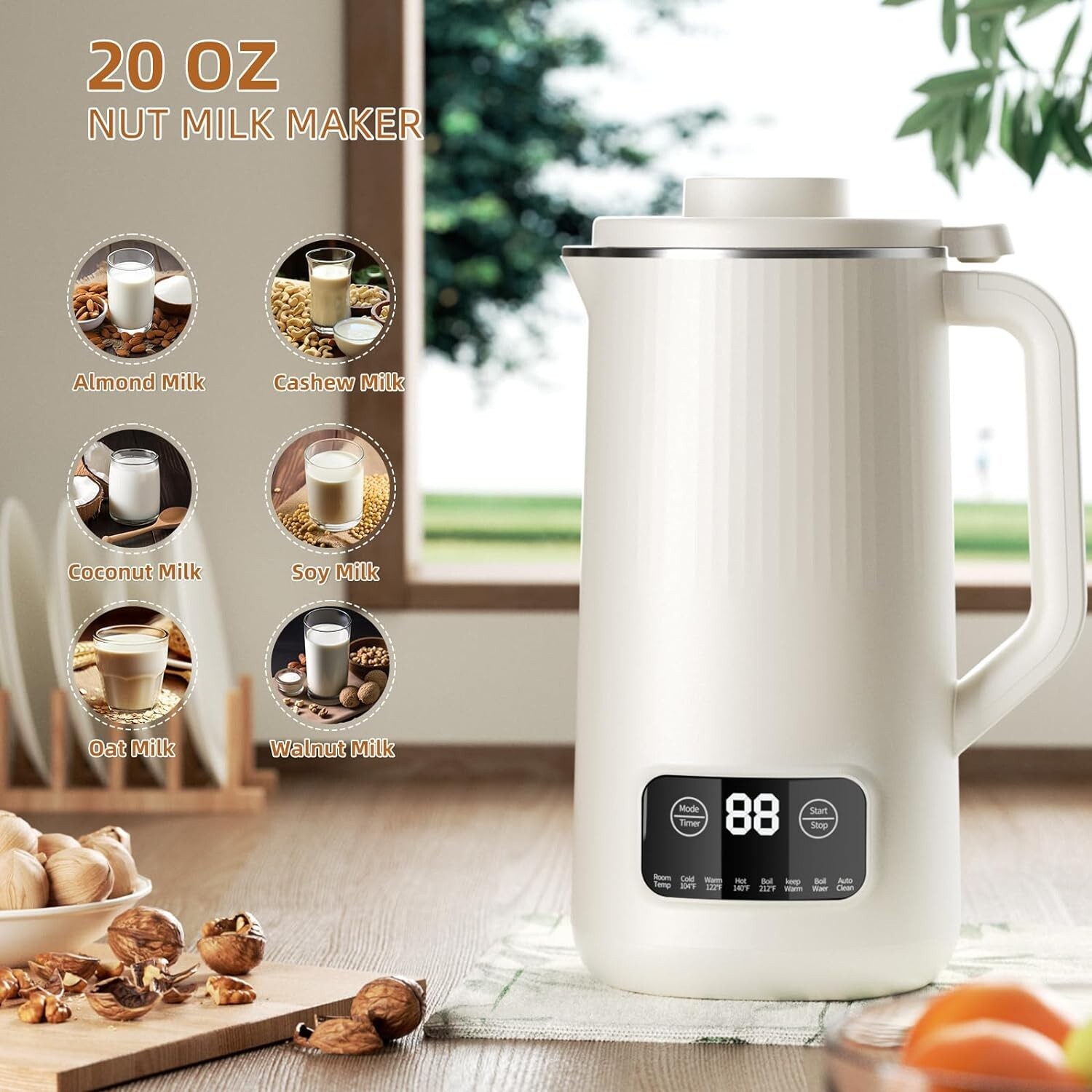 Nut Milk Maker Machine Multi Automatic Soy Almond Plant 28Oz With Heat ...