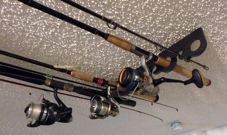 11 INSHORE Fishing Rod Rack - Pole Reel Holder Garage Ceiling Mount ...