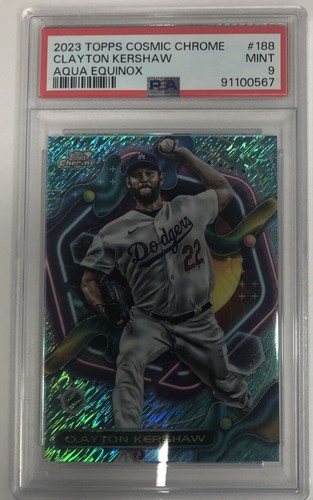 2023 TOPPS Cosmic Chrome #188 CLAYTON KERSHAW #/199 AQUA EQUINOX ...