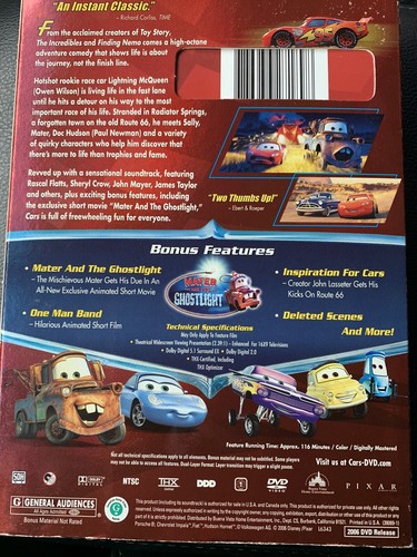 Cars Disney Pixar Widescreen with Bonus Features Mater and the ...