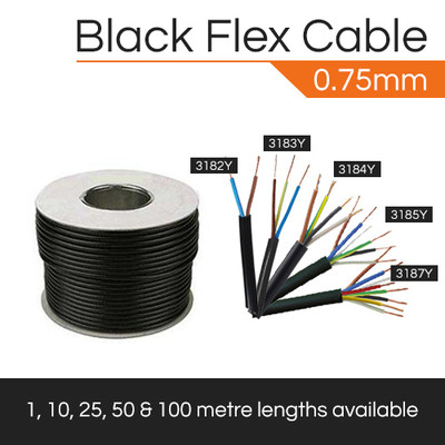 BLACK 0.75MM FLEX CABLE 2 CORE 7 CORE HO55V-F FLEXIBLE CABLE 1M 10M 25M ...