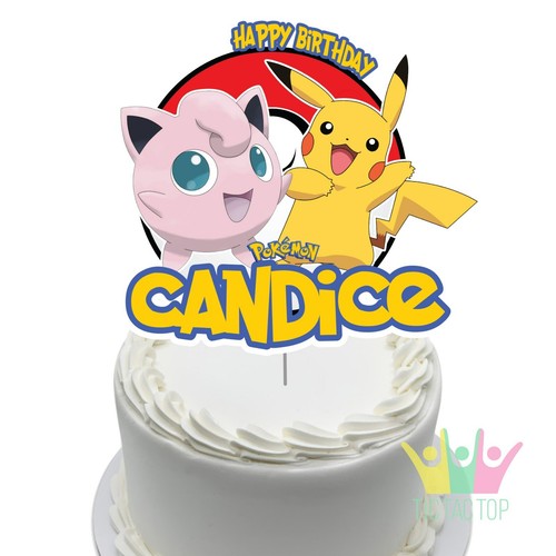 Pokemon Jigglypuff Pikachu Cake Topper Personalised Lolly Loot Bag ...