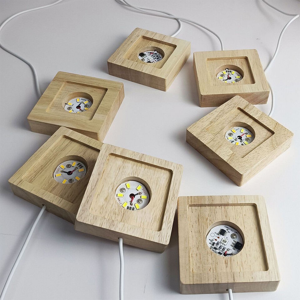 Wood Light Base Rechargeable Wooden LED Light Display Stand Lamp Holder ...