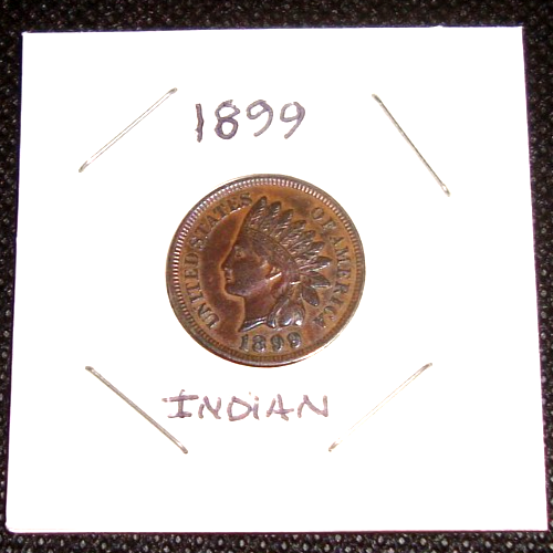1899 Indian Head Cent, 95% Copper, Type 3, Brown color, Appears XF/AU ...
