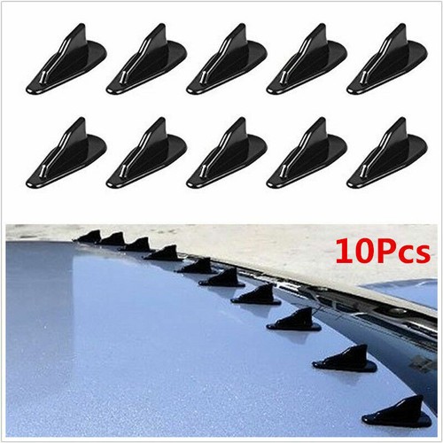 Universal 10 Pcs Car Black PP Roof Shark Fins Spoiler Wing Kit Vortex ...