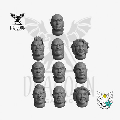 Carcharodon Style Heads. Conversion Bits For 28mm Scale Prime Sci-fi ...