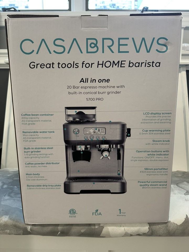 CASABREWS Espresso Machine with Grinder, Silver, 5700Pro | eBay