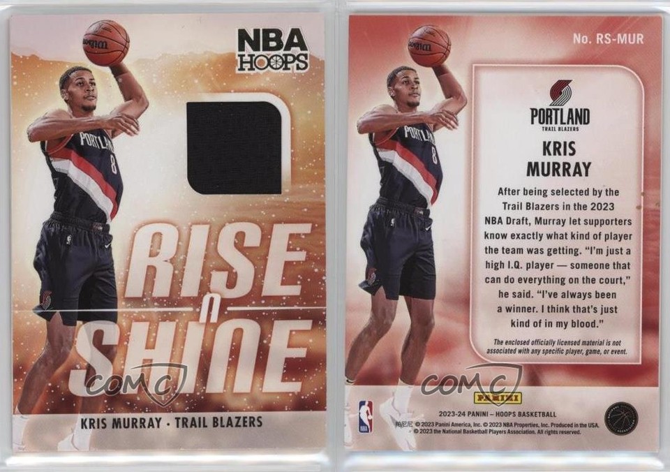 2023 Panini NBA Hoops Rise N Shine Memorabilia Winter Kris Murray ...