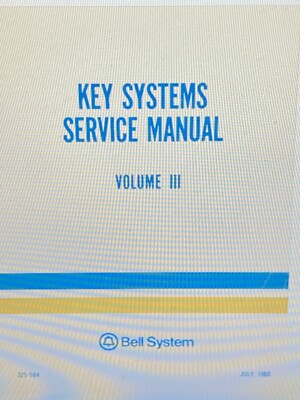 Key Systems Volume 3 Bell Systems Service Manual Digital | eBay