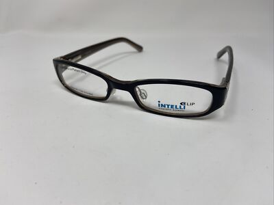 INTELLI CLIP EYEGLASSES FRAME 741 49-18-135 BLACK WALNUT SMALL FLEX ...