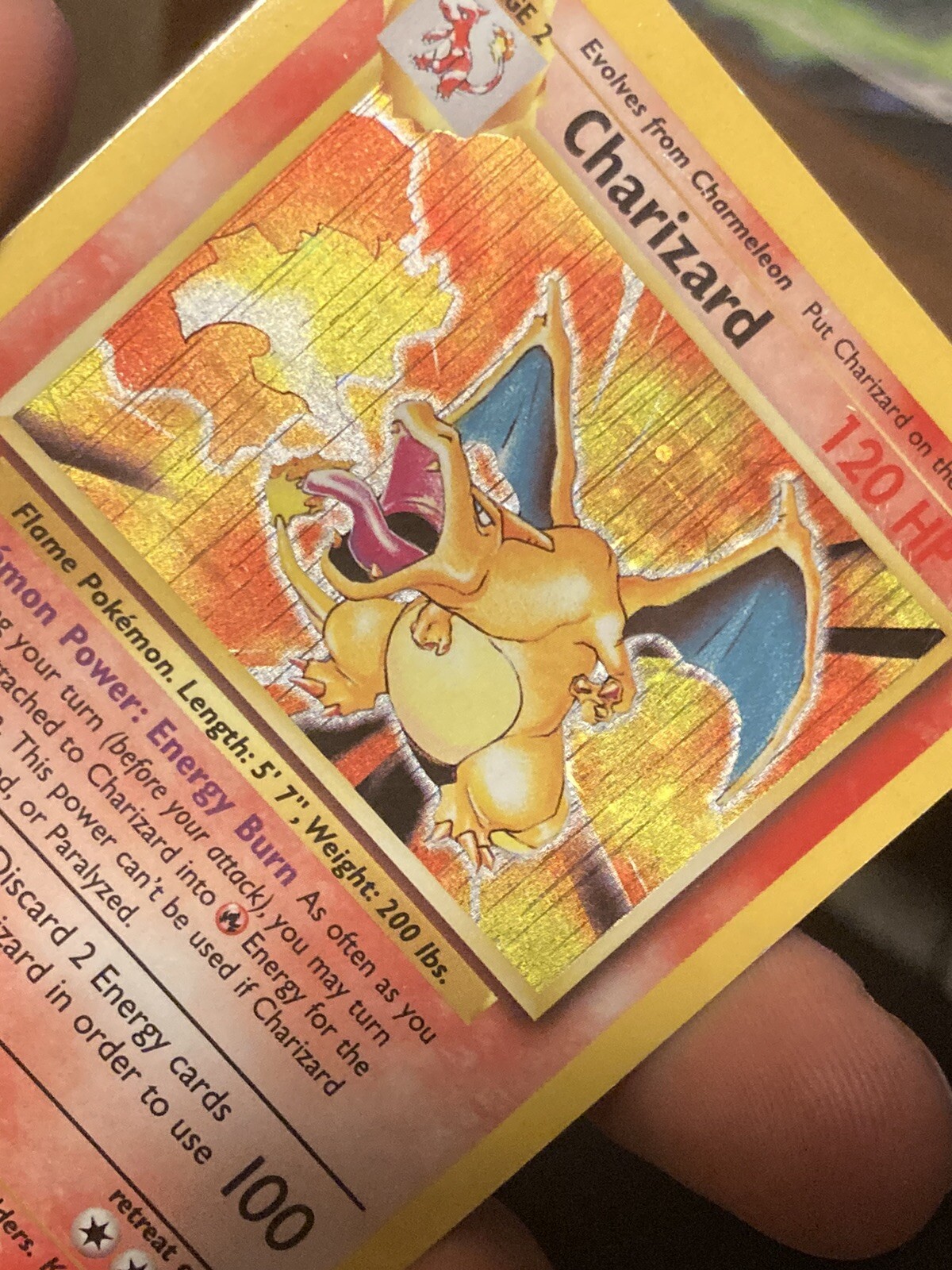 First Line Error Base Set Holo Charizard Screen Misprint 4/102 Pokemon ...