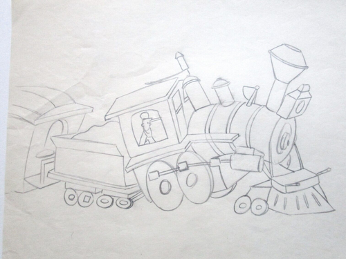 1950 CASEY JR STEAM TRAIN WALT DISNEY ORIGINAL animation PRODUCTION ...