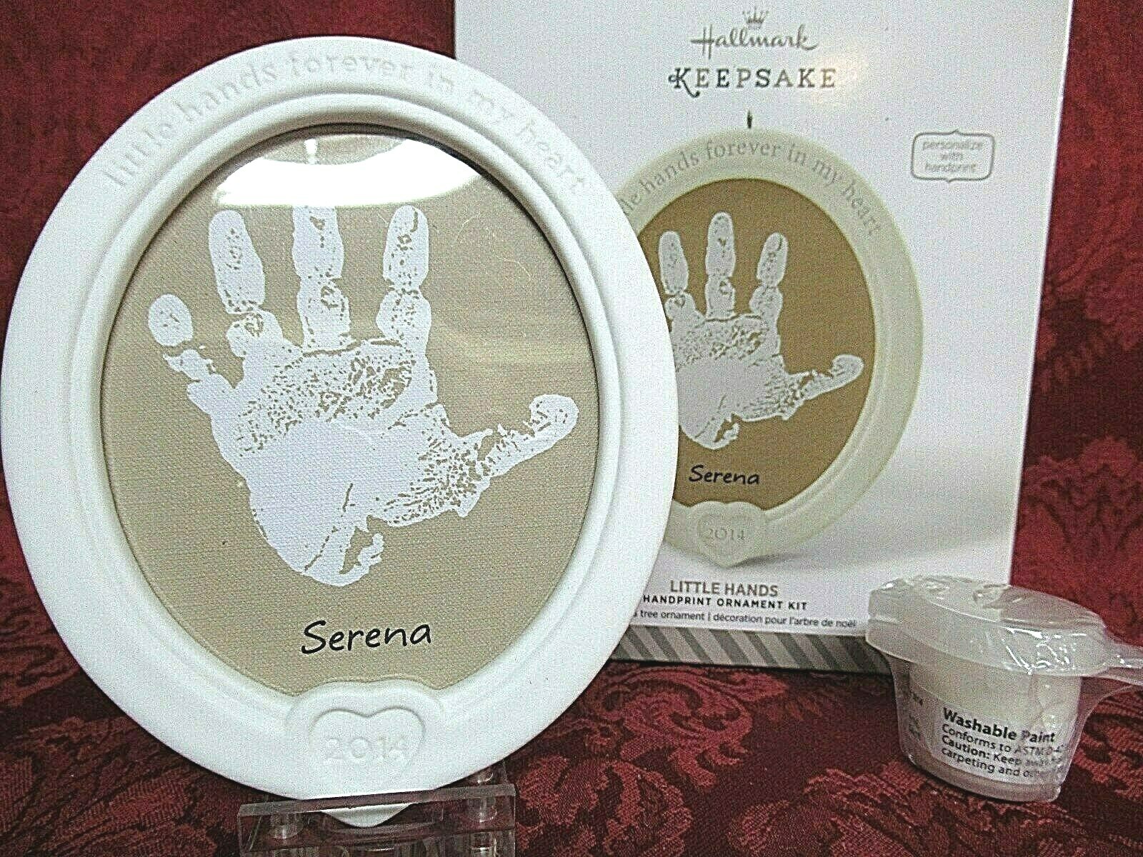 HALLMARK 2014 PORCELAIN HANDPRINT ORNAMENT KIT~ LITTLE HANDS~PHOTO ...