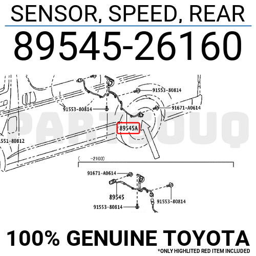 8954526160 Genuine Toyota SENSOR, SPEED, REAR 89545-26160 | eBay