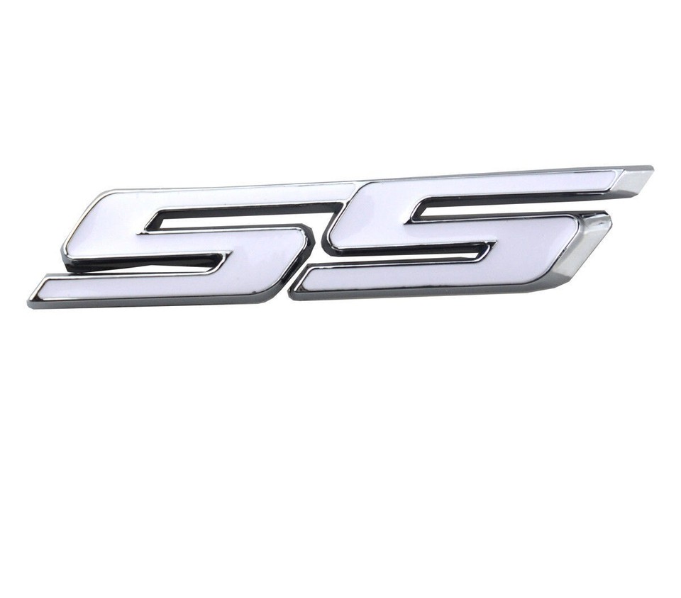 3x SS Badge Fender Trunk Emblem 3D Super Sport Badge Nameplate White ...