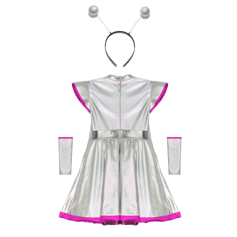 Kids Girls Alien Halloween Costume Outfit Dress with Arm Sleeve and ...