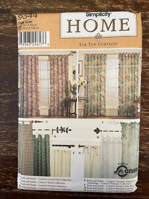 Simplicity 9544 UNCUT Sewing Pattern, Tab Curtains in Eight Styles | eBay