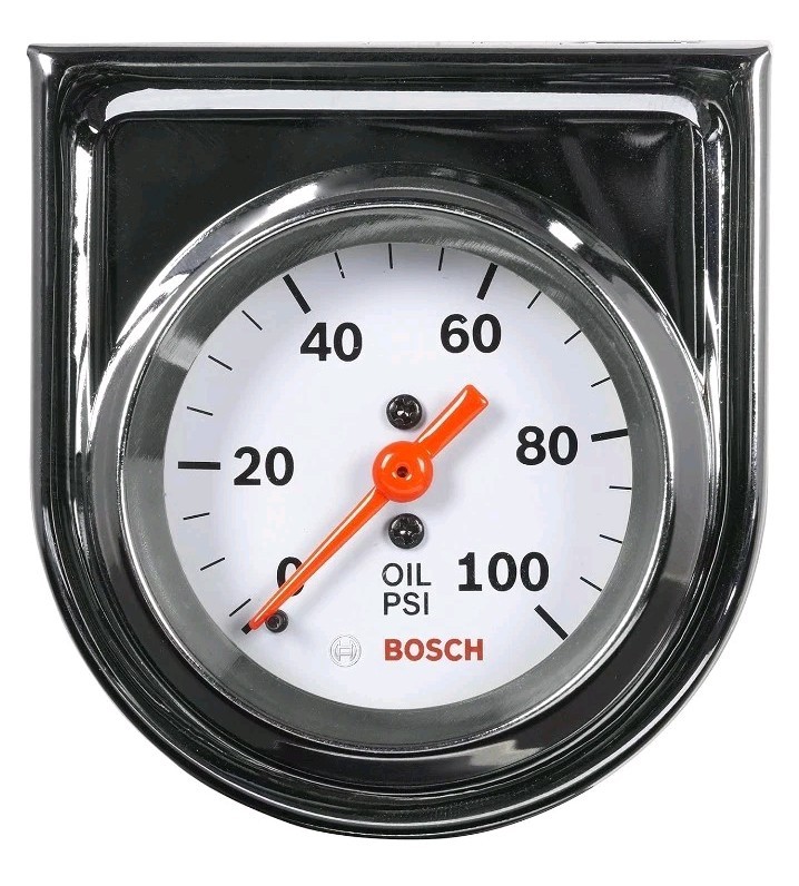 Bosch Style Line 2" Mechanical Oil Pressure Gauge-White Dial Face ...