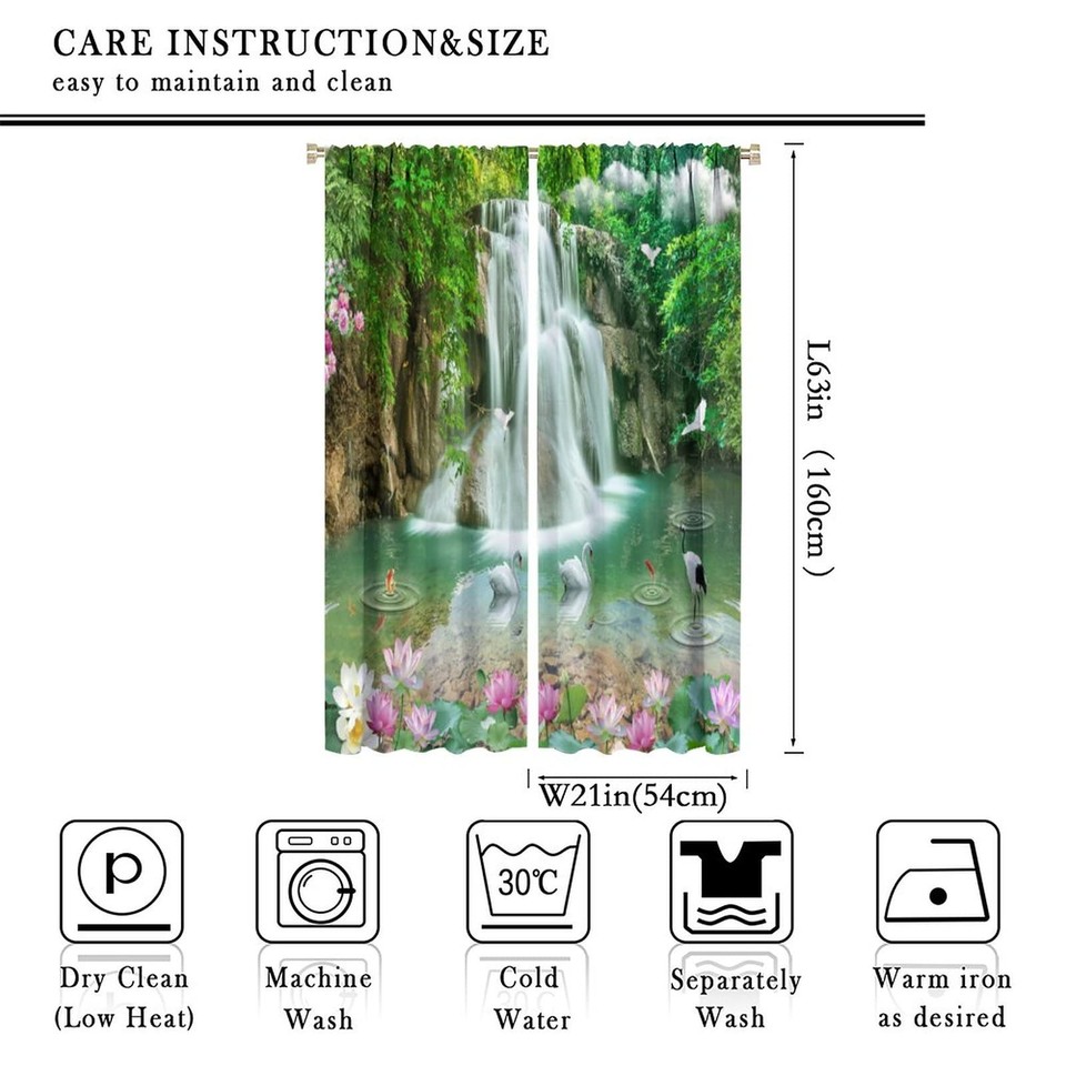 Waterfall Deocr Curtain, Japanese Style Waterfall Mountain Cloud Boat ...