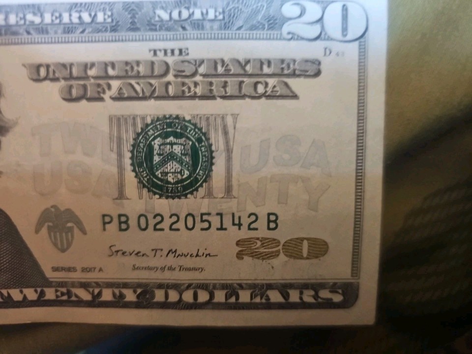 $20 Dollar Error Bill Ink Stain Splotches Federal Reserve Note Bleed ...