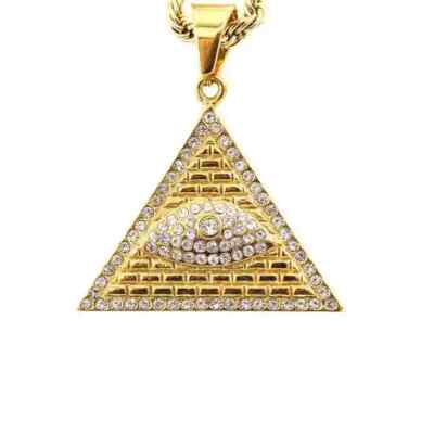 2.00Ctw Created Diamond 14K Yellow Gold Over 925 Evil Eye Pyramid ...