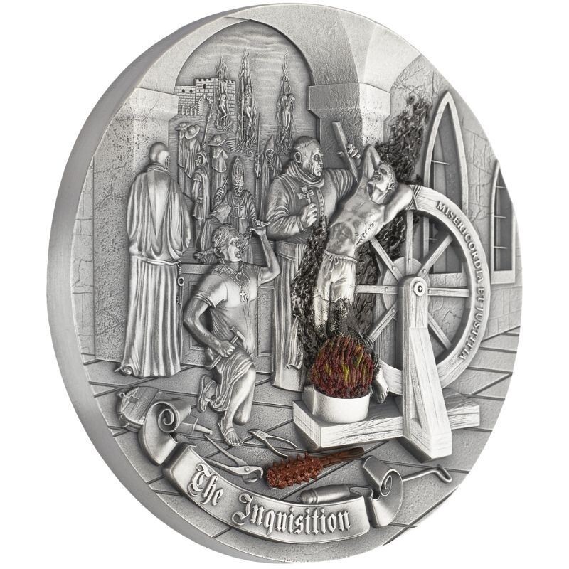 2023 Niue Mistakes of Mankind The Inquisition 2 oz Antiqued Silver Coin ...